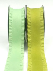 1.5 Inch Faux Suede Ribbon with Woven Ruffled Edge