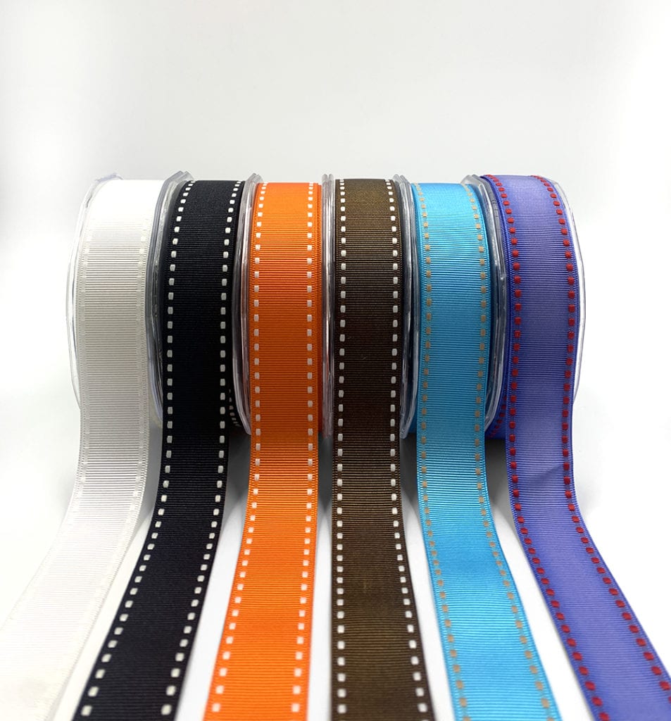 1 Inch Grosgrain Ribbon with Woven Stitched Edge