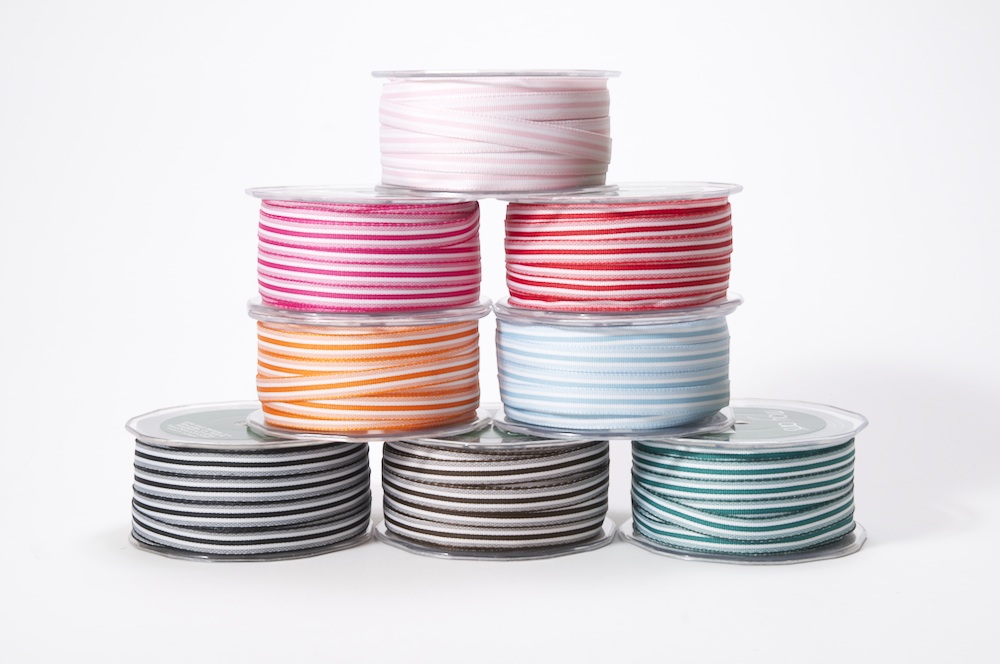 3/8 Inch Ticking Striped Ribbon with Woven Edge - May Arts Wholesale Ribbon