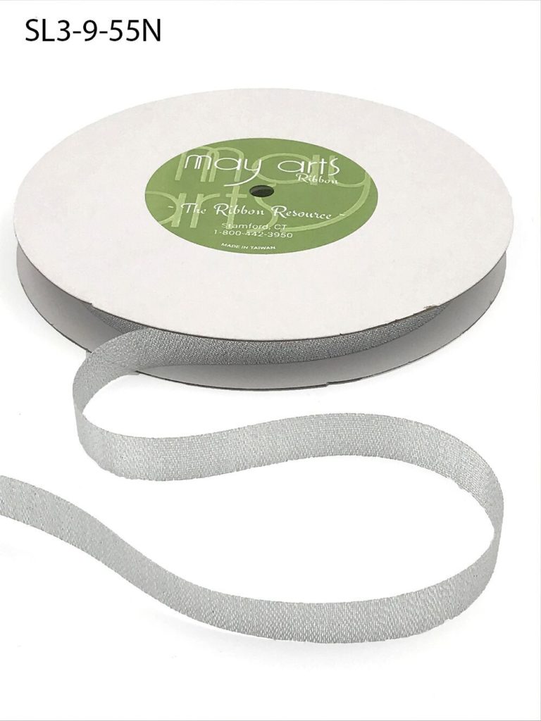 5/8 Inch Woven Metallic Silver Ribbon