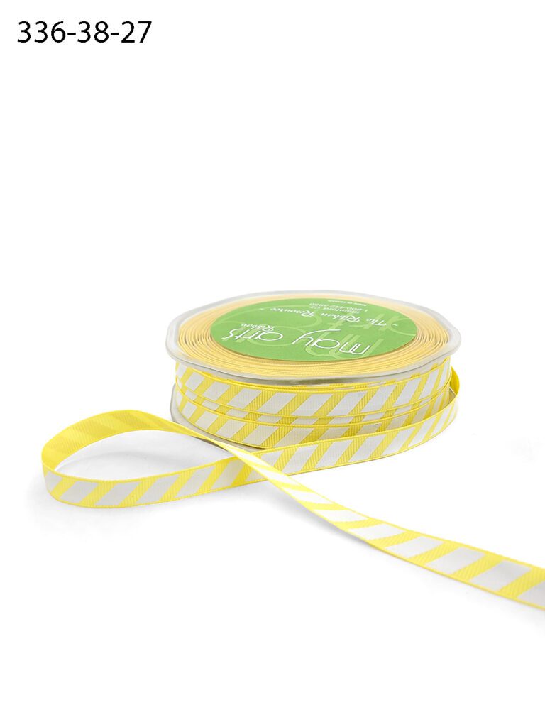 Diagonal Stripe Printed Grosgrain Ribbon - 3/8" Online Ribbon