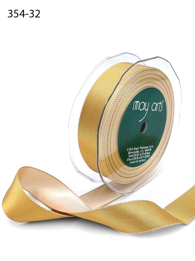 1 Inch Satin Reversible Ribbon with Woven Stitched Edge