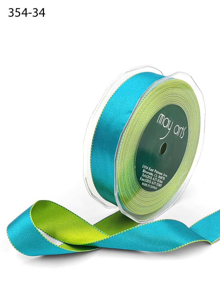 1 Inch Satin Reversible Ribbon with Woven Stitched Edge