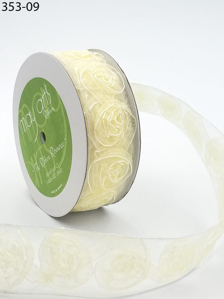Organza Roses Ribbon - 1.5" Online Ribbon - May Arts Ribbon