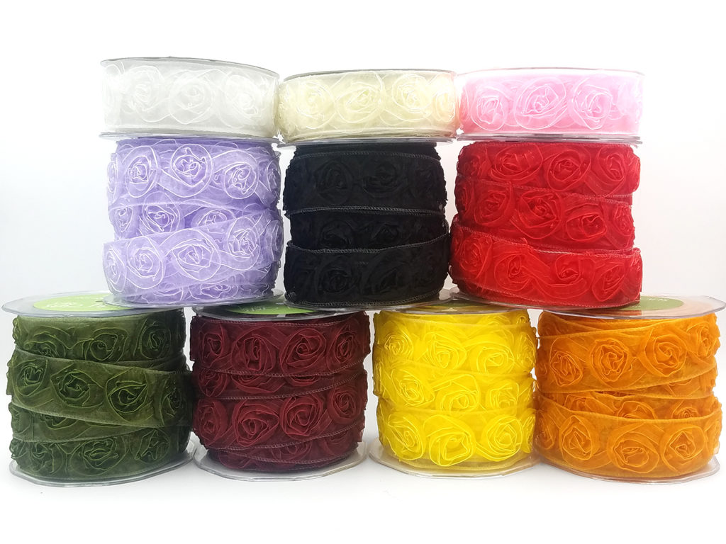 Organza Roses Ribbon - 1.5" Online Ribbon - May Arts Ribbon