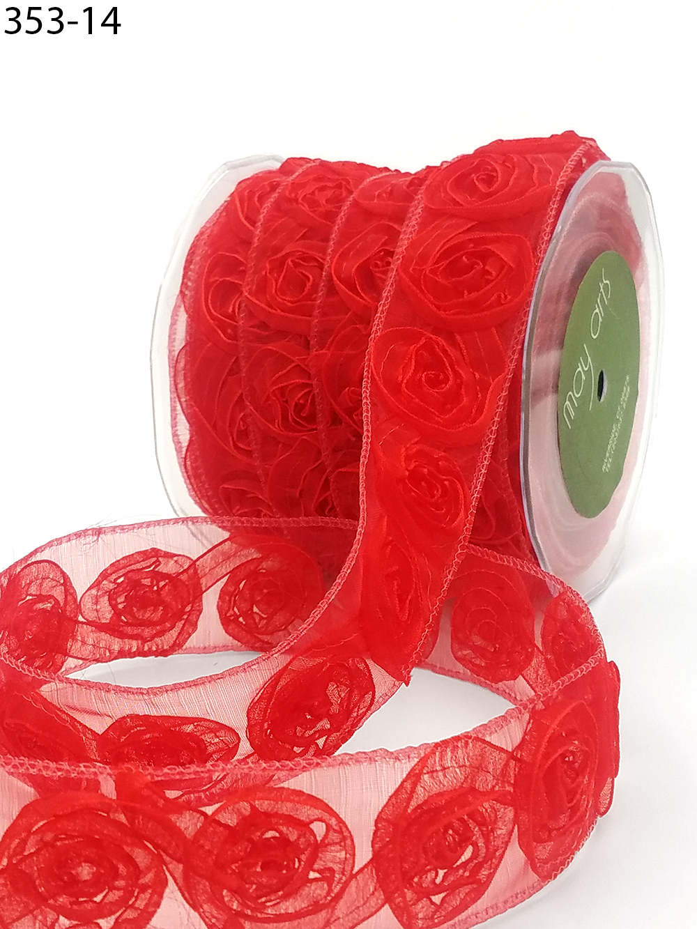 Organza Roses Ribbon - 1.5" Online Ribbon - May Arts Ribbon