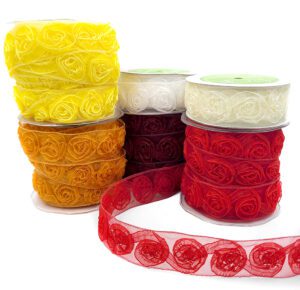 Organza Roses Ribbon - 1.5" Online Ribbon - May Arts Ribbon