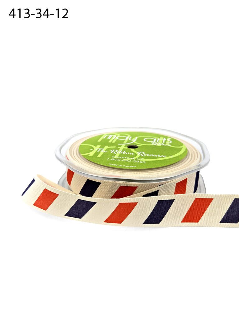 3/4 Inch Ivory Canvas Printed Ribbon with Woven Edge