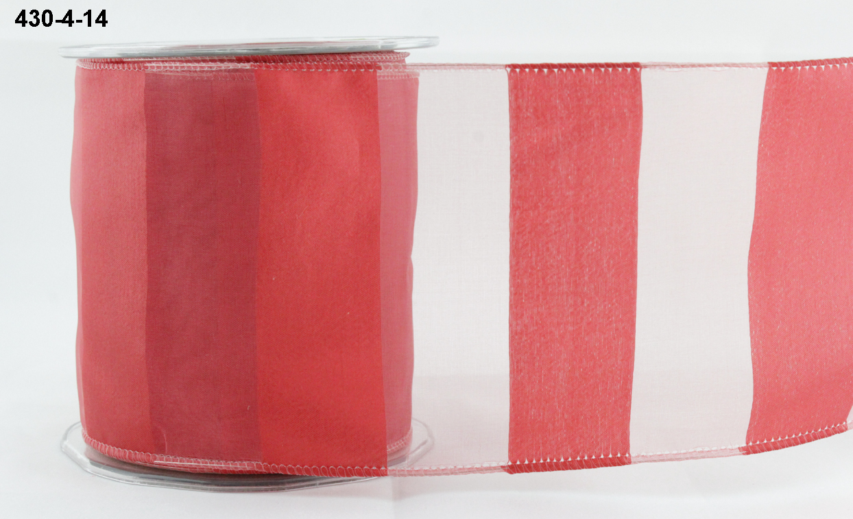 Organza Stripes Wired Ribbon - 4" Wide Online Ribbon - May Arts