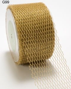 2 Inch Metallic Gold Net Mesh Ribbon with Cut Edge