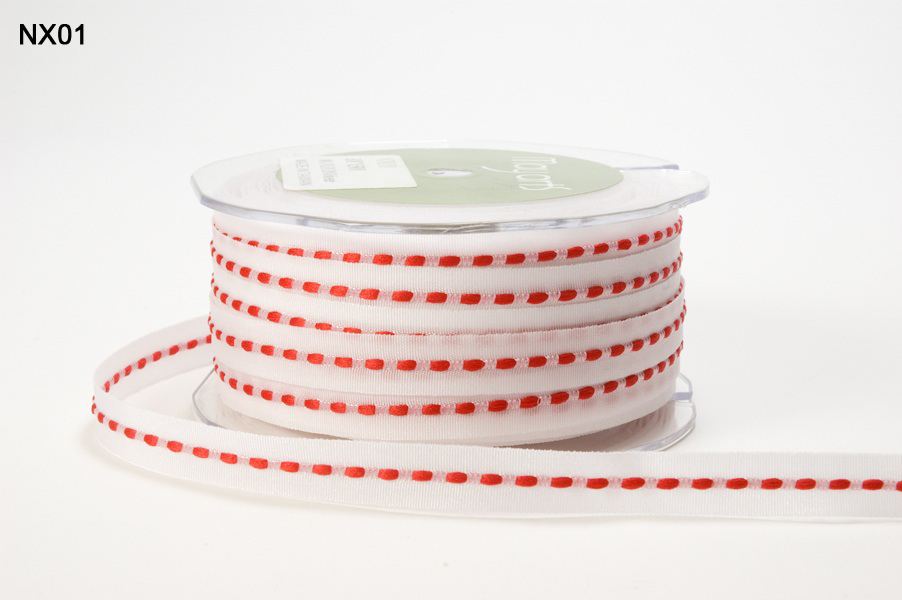 Stitched Center Woven Ribbon - 3/8" Online Ribbon - May Arts Ribbon