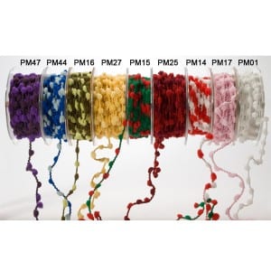 3/8 Inch Medium Pom Pom Wired String Cord Ribbon