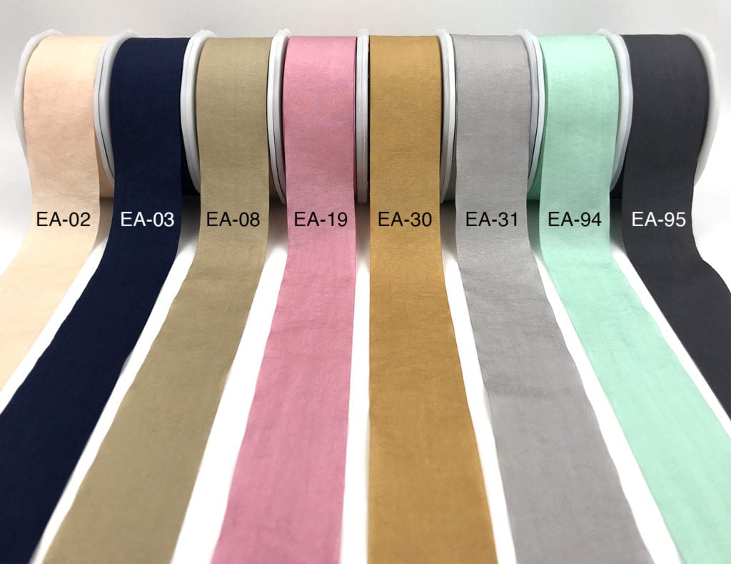 1 Inch Wrinkled Faux Silk Ribbon with Cut Edge