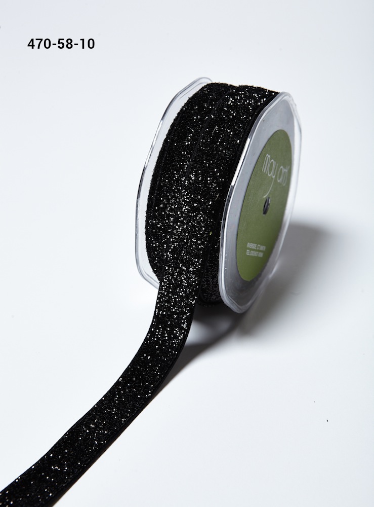 Elastic Glitter Ribbon - 5/8" Online Ribbbon - May Arts Ribbon