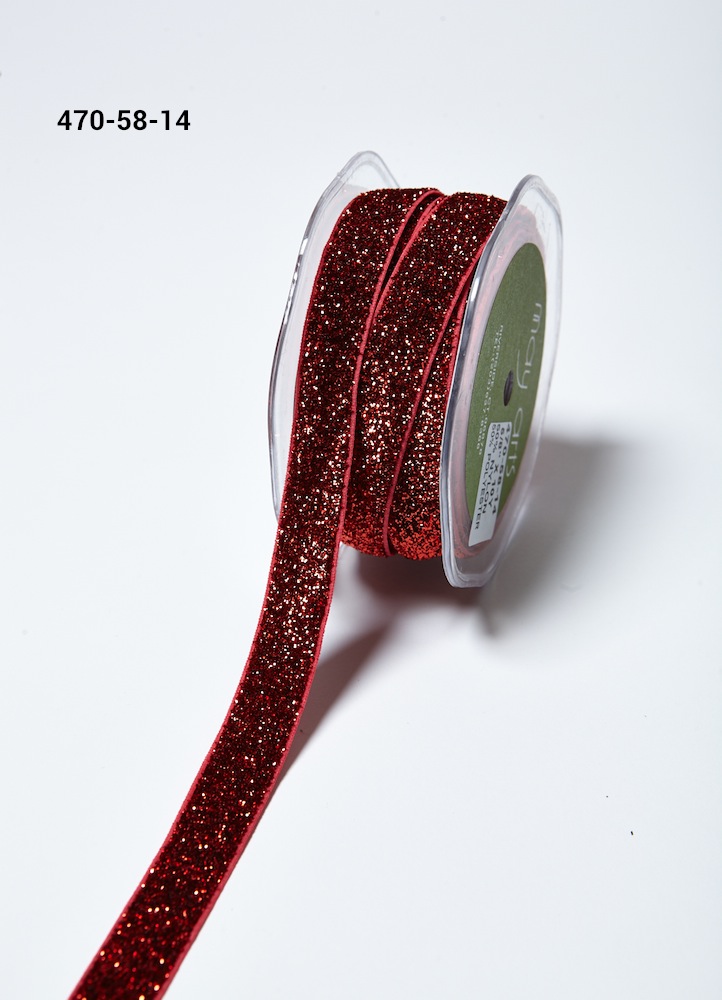 Elastic Glitter Ribbon - 5/8" Online Ribbbon - May Arts Ribbon