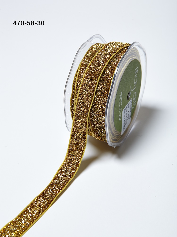 Elastic Glitter Ribbon - 5/8" Online Ribbbon - May Arts Ribbon