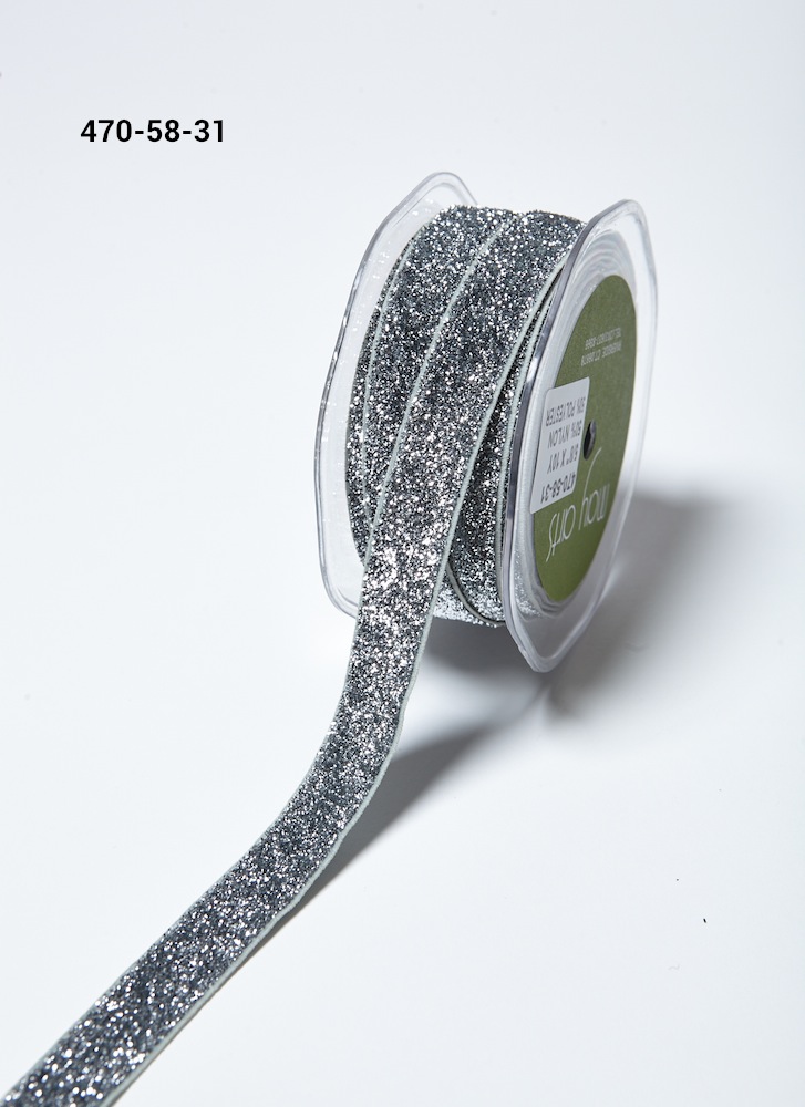 Elastic Glitter Ribbon - 5/8" Online Ribbbon - May Arts Ribbon