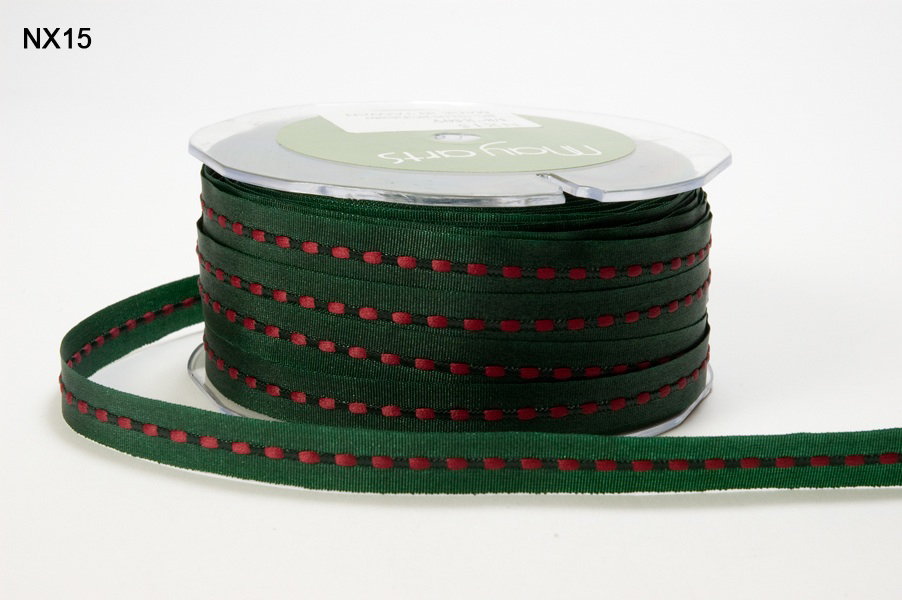 Stitched Center Woven Ribbon - 3/8" Online Ribbon - May Arts Ribbon
