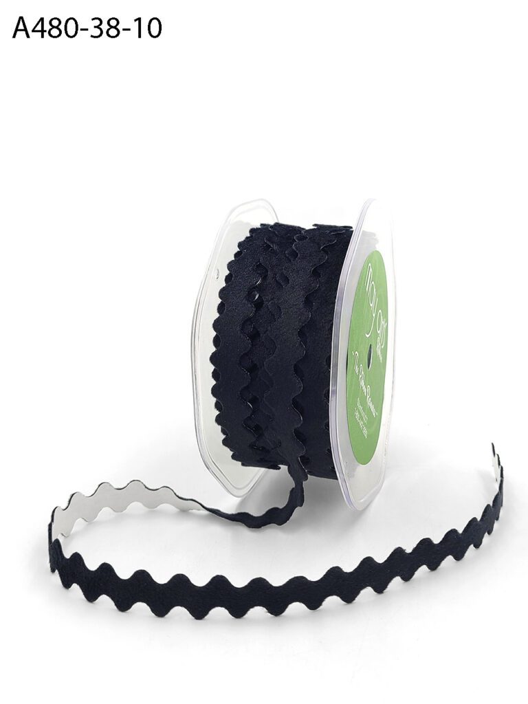3/8 Inch Adhesive Velvet Ric Rac Ribbon with Cut Sealed Edge