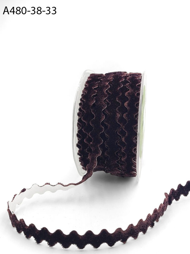 3/8 Inch Adhesive Velvet Ric Rac Ribbon with Cut Sealed Edge