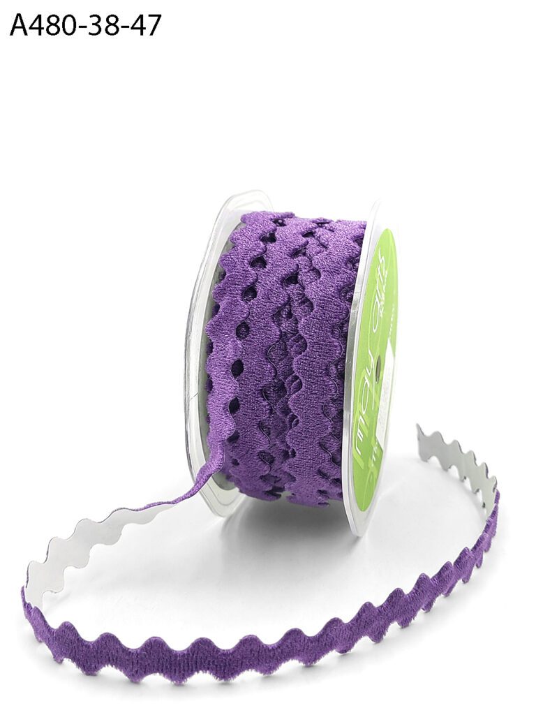 3/8 Inch Adhesive Velvet Ric Rac Ribbon with Cut Sealed Edge
