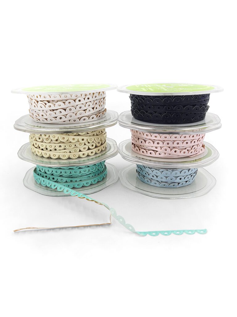 1/4 Inch Adhesive Scalloped Border Ribbon with Cut Sealed Edge