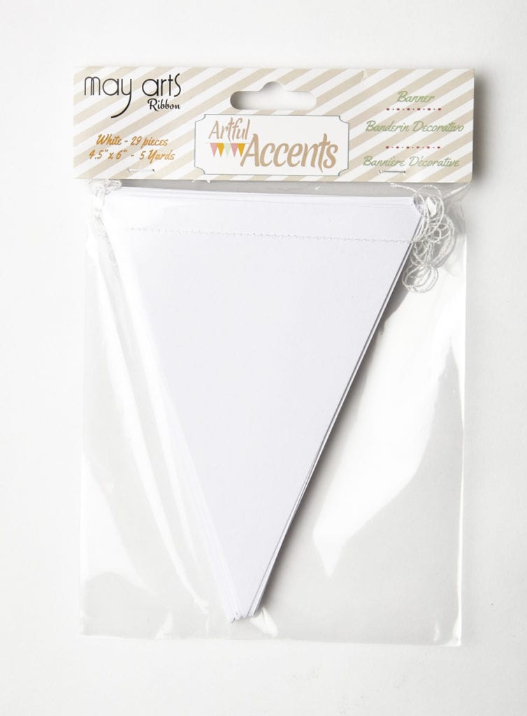 White Decorative DIY Paper Banner - May Arts Ribbon