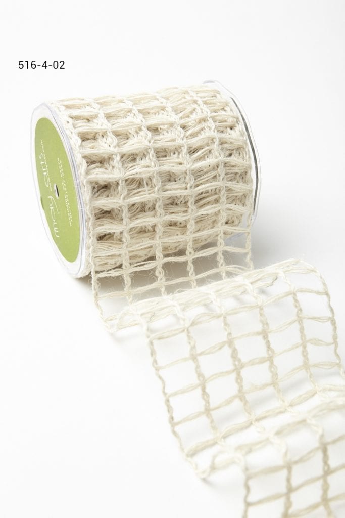 4 Inch Open Weave Burlap Net Ribbon with Wired Edge