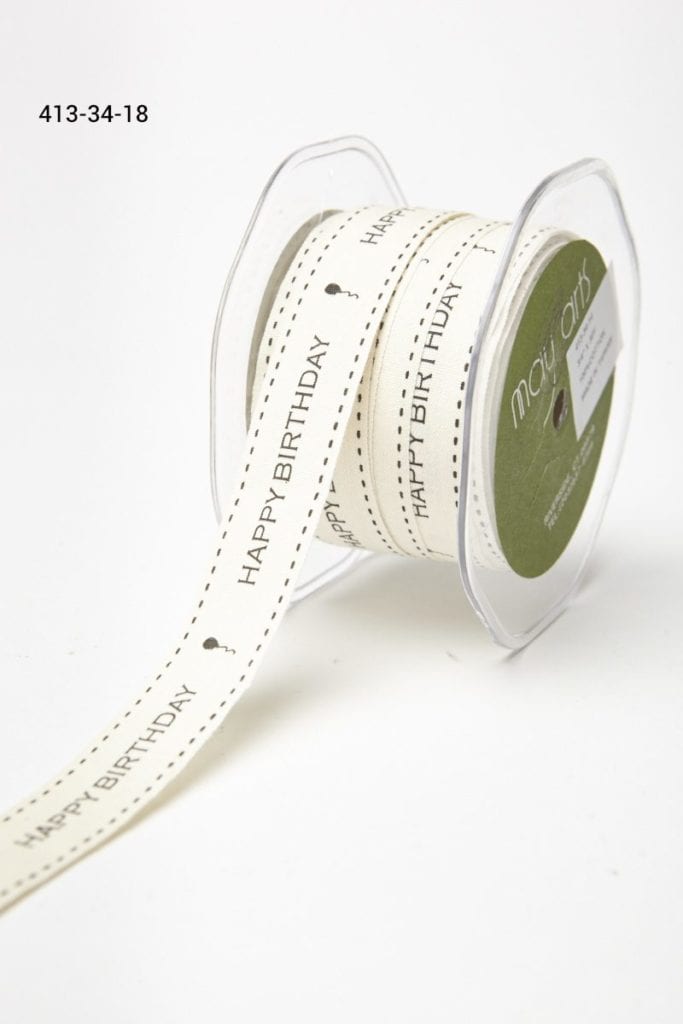 3/4 Inch Ivory Canvas Printed Ribbon with Woven Edge