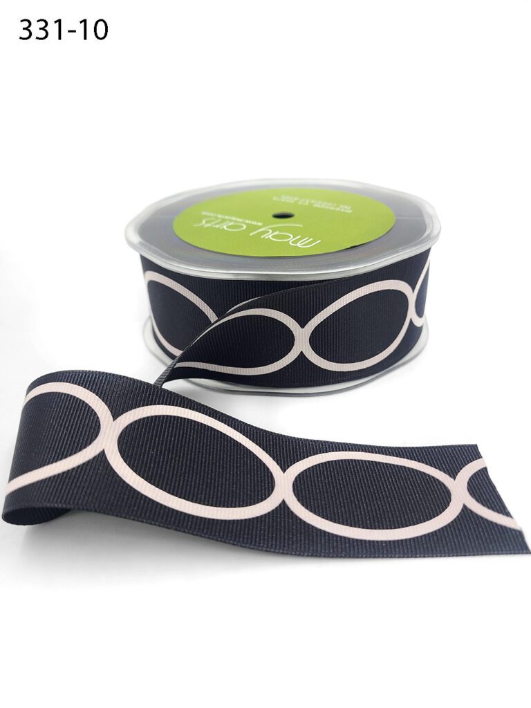 1.5 inch Grosgrain Ribbon w/ White Ovals