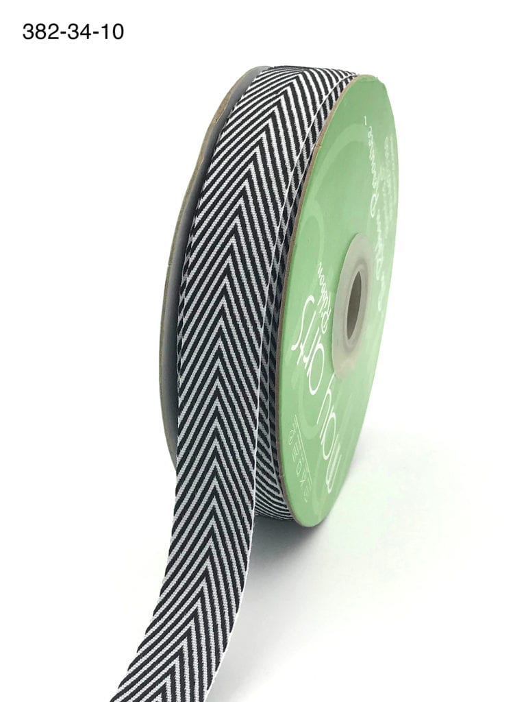 3/4 Inch Twill Chevron Stripe Ribbon with Woven Edge
