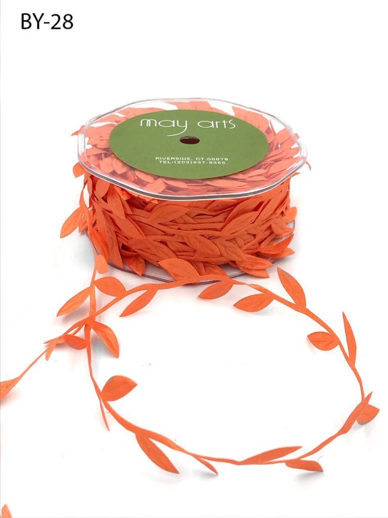 3/4 Inch Classic Leaves Ribbon with Sealed Cut Edge