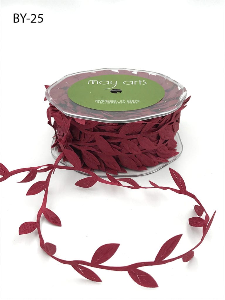 3/4 Inch Classic Leaves Ribbon with Sealed Cut Edge