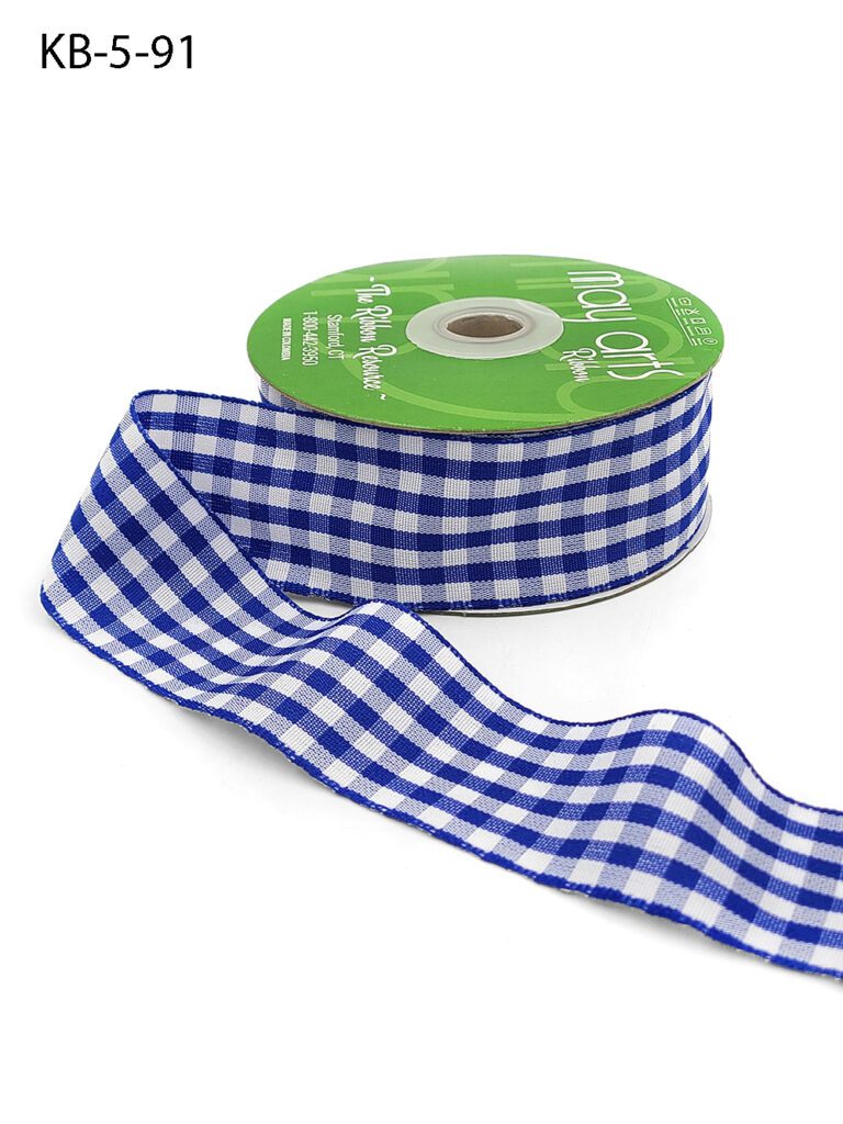 1.5 Inch Checkered Gingham Ribbon with Woven Edge