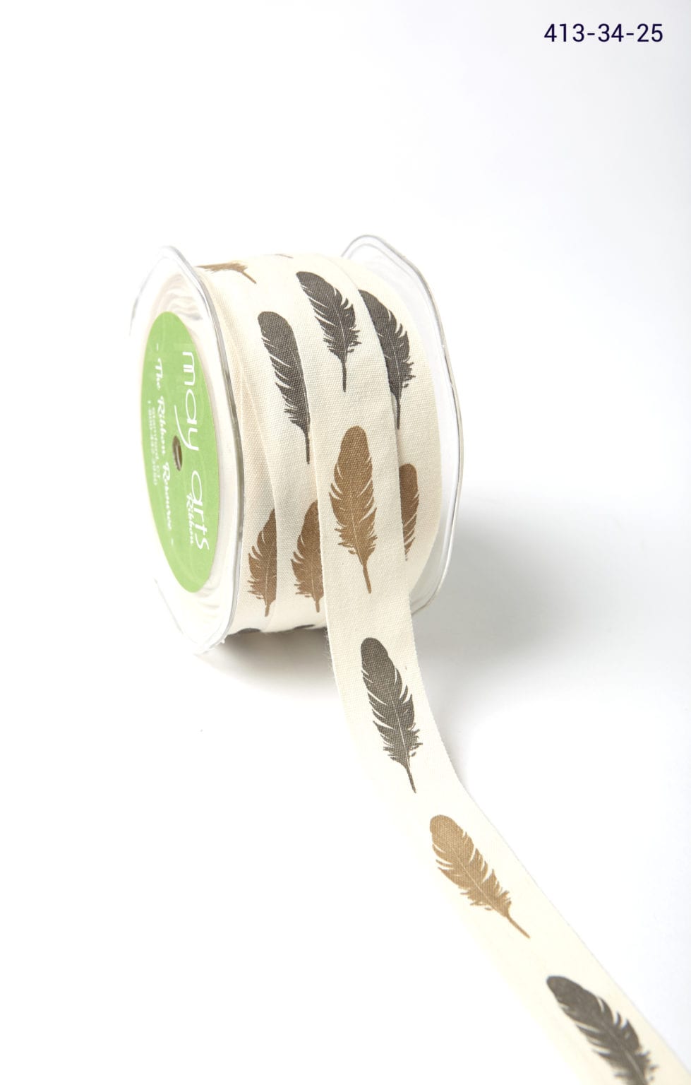 3/4 Inch Ivory Canvas Printed Ribbon with Woven Edge