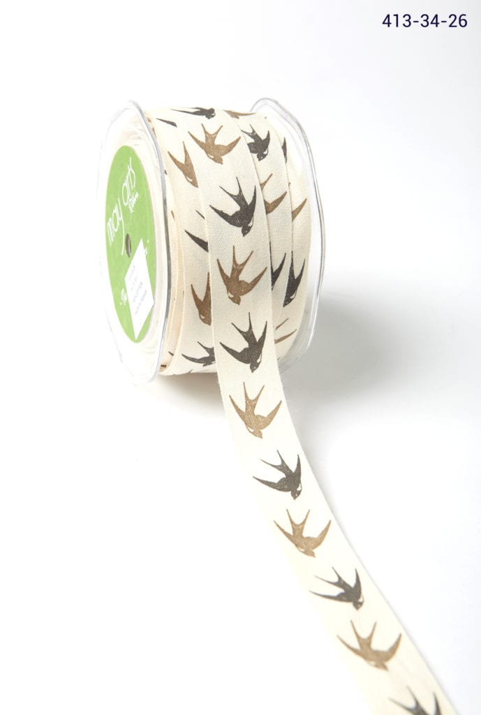 3/4 Inch Ivory Canvas Printed Ribbon with Woven Edge