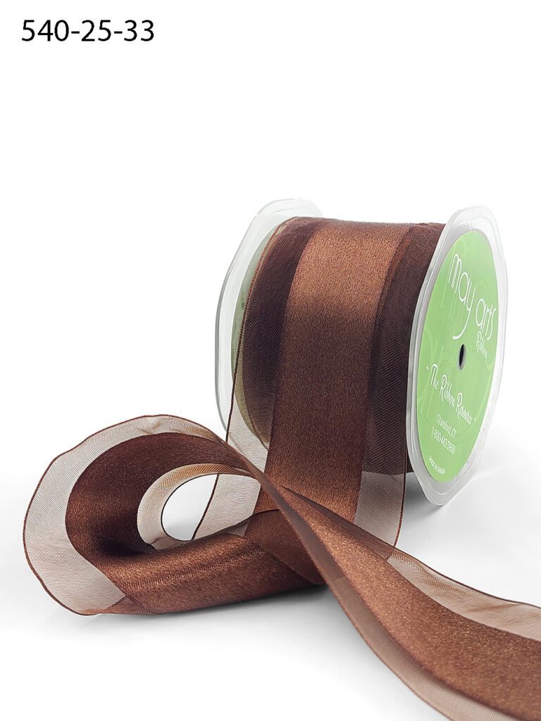2.5 Inch Sheer with Satin Center Ribbon with Woven Edge