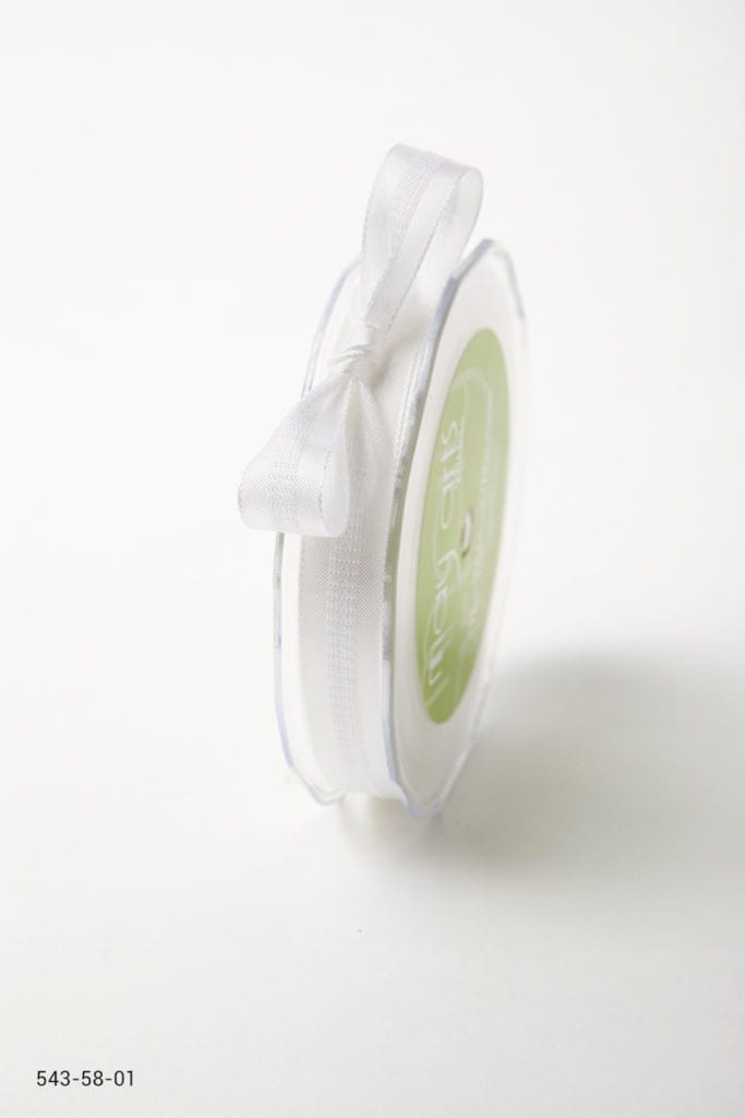 White Stitched Center - 5/8" Wide Online Ribbon - May Arts Ribbon