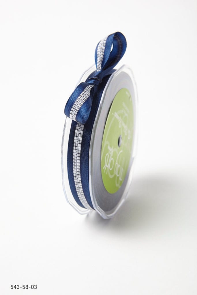 White Stitched Center - 5/8" Wide Online Ribbon - May Arts Ribbon