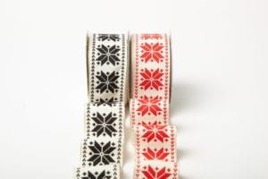 1.5 Inch Scandinavian-Inspired Snowflake Print Ribbon with Wired Woven Edge