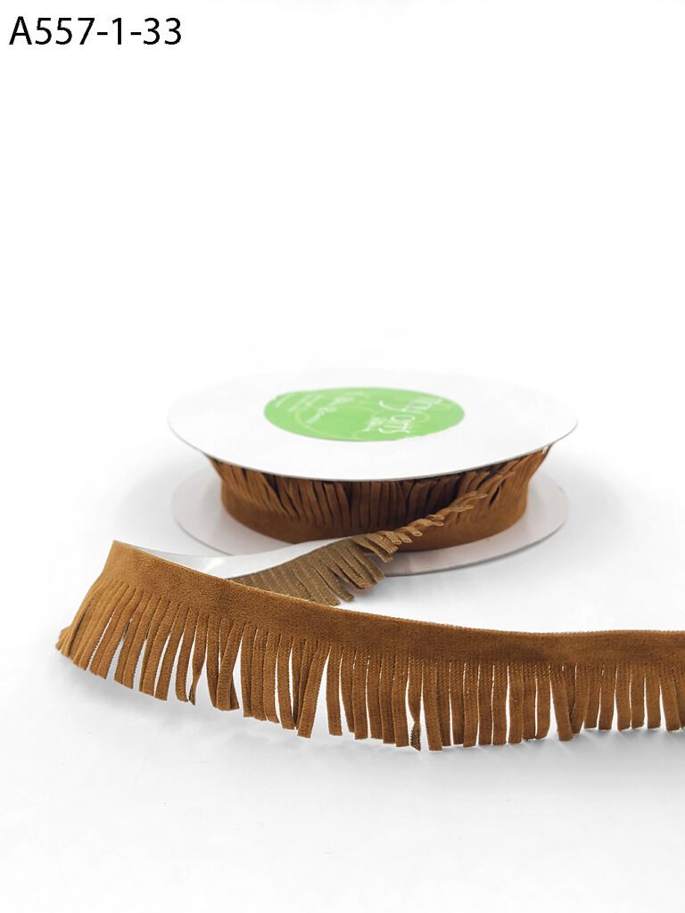 1 Inch Adhesive Suede Fringe Ribbon with Cut Edge
