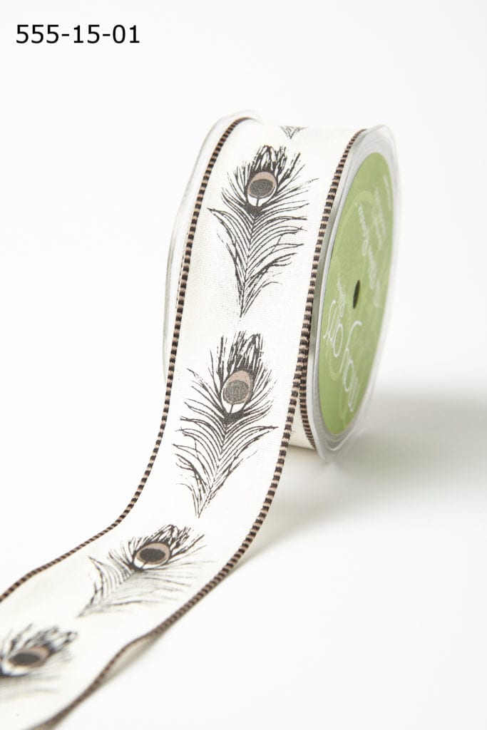 Linen Peacock Ribbon - 1.5" Wide Online Ribbon - May Arts