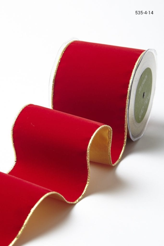 Velvet Gold Back Ribbon with Wired Edge - May Arts Ribbon