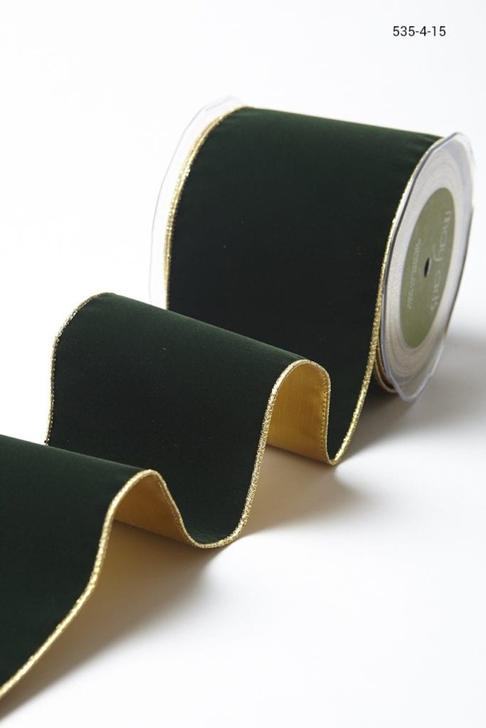 Velvet Gold Back Ribbon with Wired Edge - May Arts Ribbon