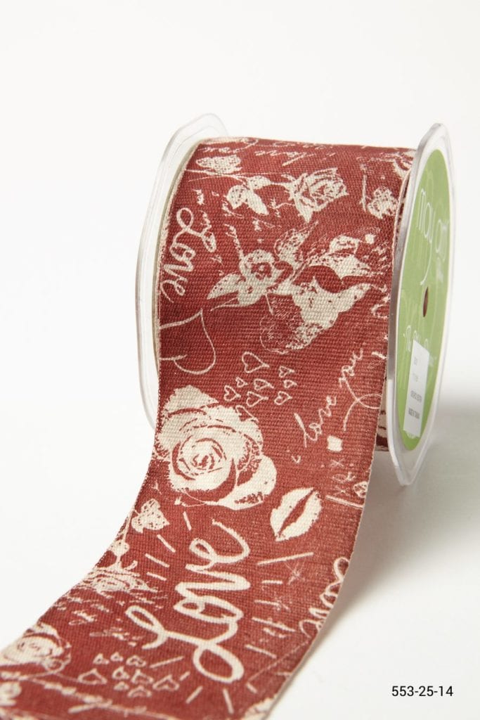 2.5 Inch 100% Cotton Graffiti Love Ribbon with Woven Edge