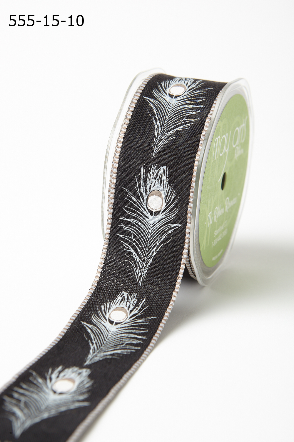 Linen Peacock Ribbon - 1.5" Wide Online Ribbon - May Arts