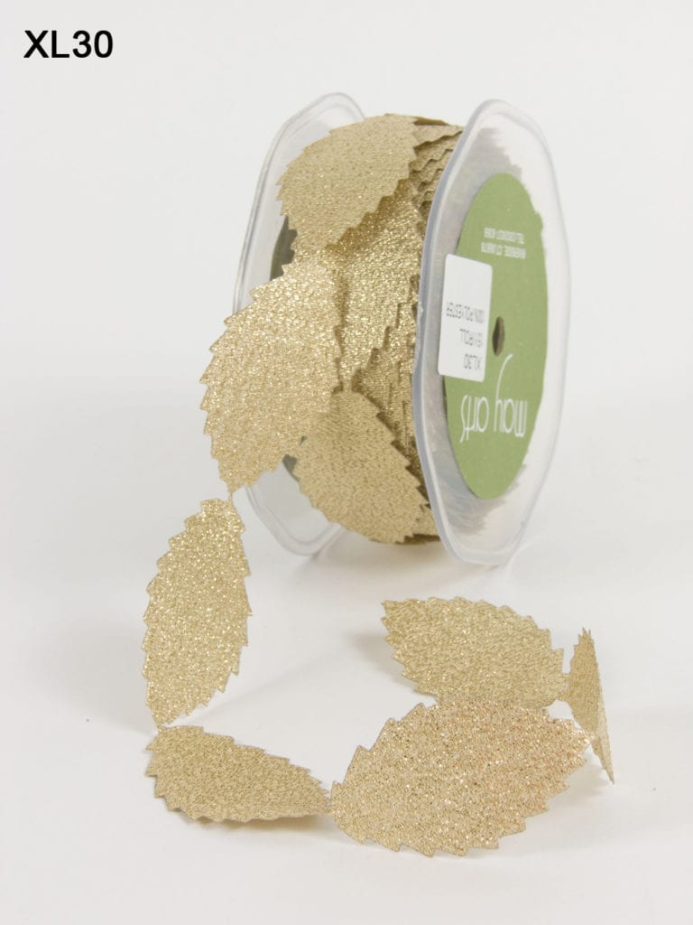 1 Inch Faux Suede Leaves Ribbon with Cut Edge