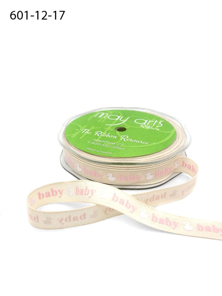 1/2 Inch Baby Duck Print Ribbon with Woven Edge