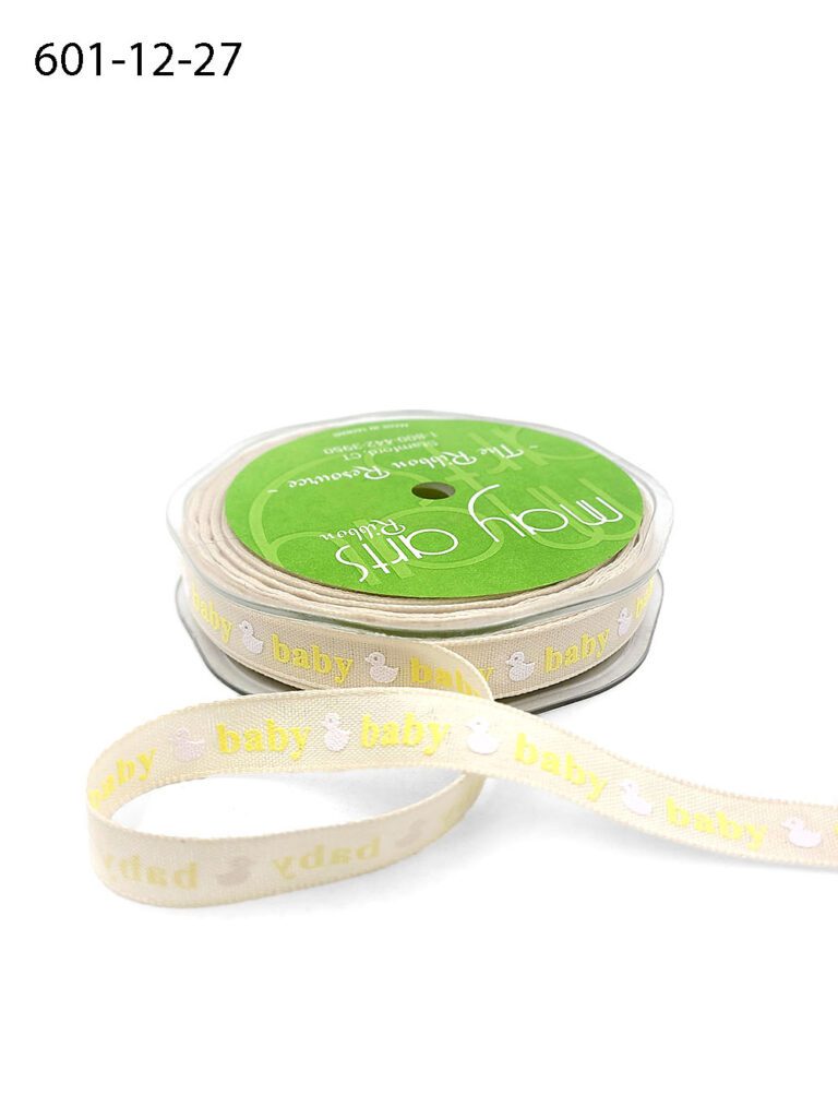 1/2 Inch Baby Duck Print Ribbon with Woven Edge