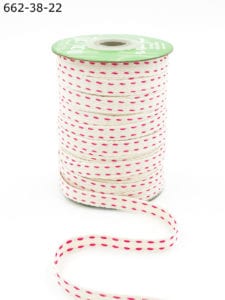 3/8 Inch Two Woven Threads on Cotton Blend Ribbon with Woven Edge